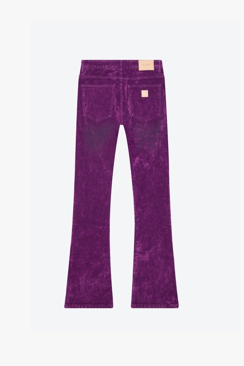 "LUXE" SUEDE STACKED FLARE JEAN PURPLE – Valabasas