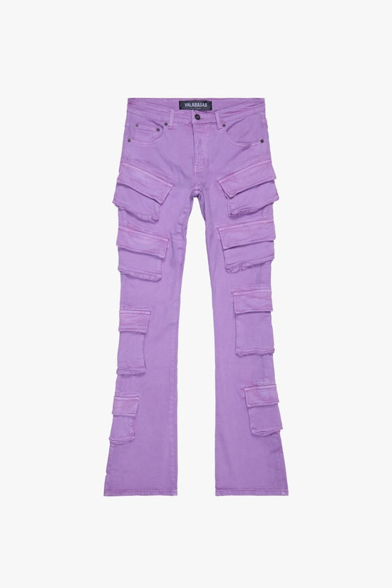 "PINNACLE” STACKED FLARE JEAN PURPLE – Valabasas
