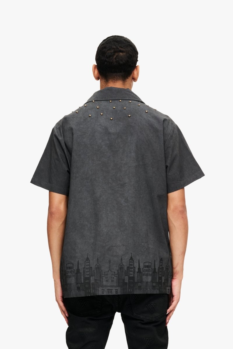 Studded Street Button Up Vintage Grey – Valabasas