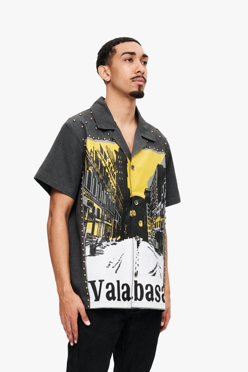 Studded Street Button Up Vintage Grey – Valabasas